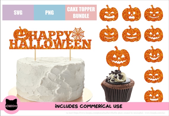 Happy Halloween Cake Topper SVG PNG Cake Topper Bundle - Etsy