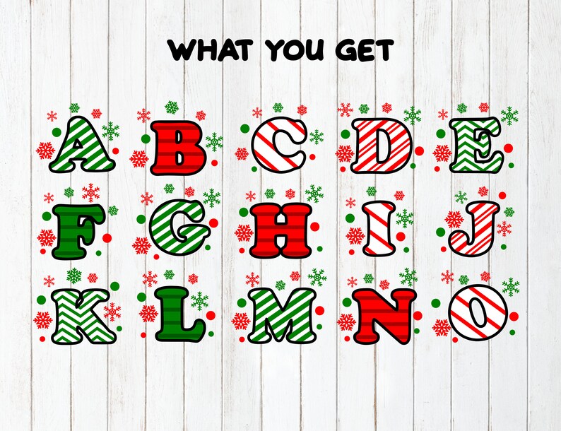 Christmas Alphabet SVG Monogram SVG PNG A-Z Letters Alphabet Cricut ...
