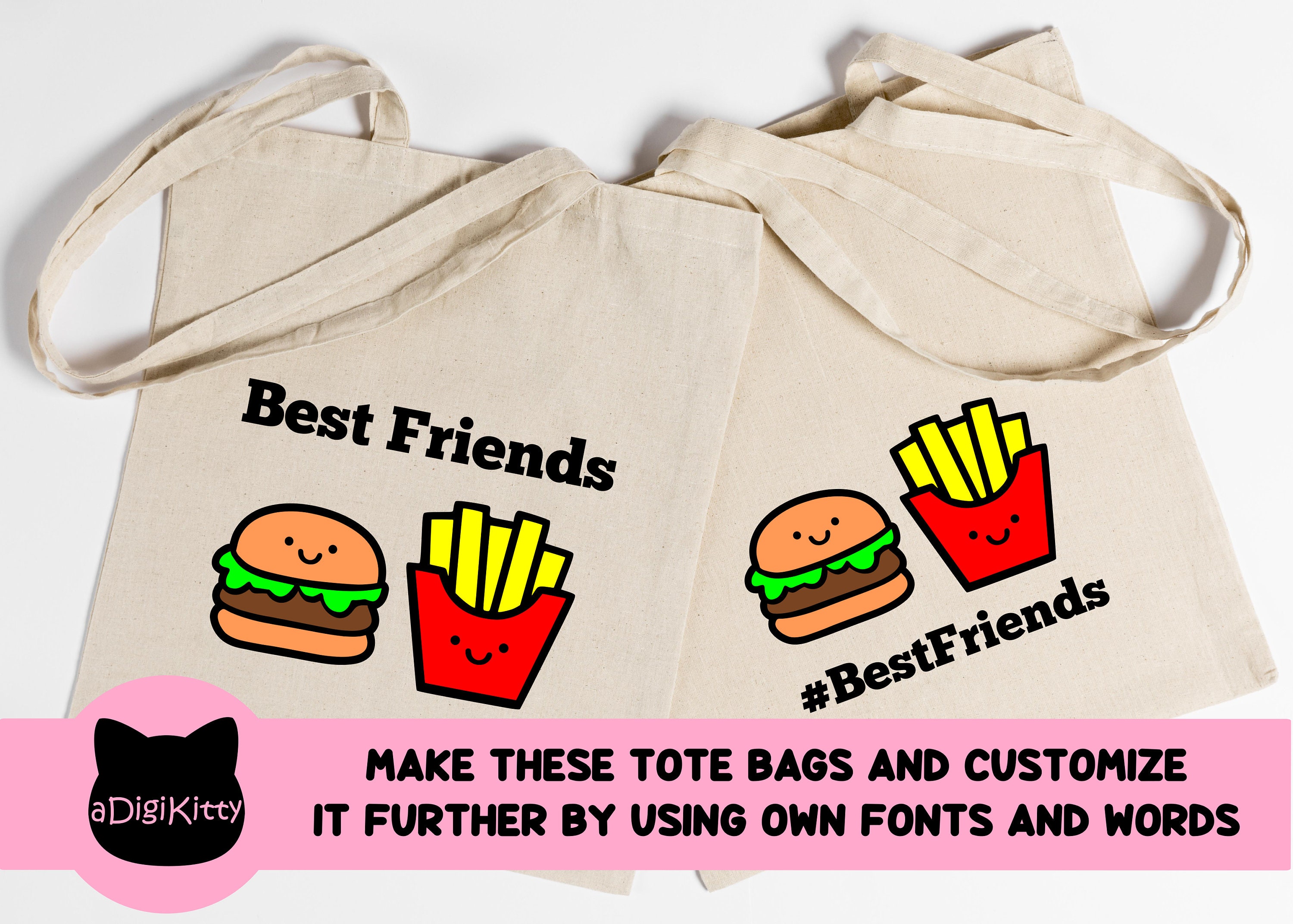 Best Friends Burger and Fries Kawaii SVG PNG (digital Download) - Etsy