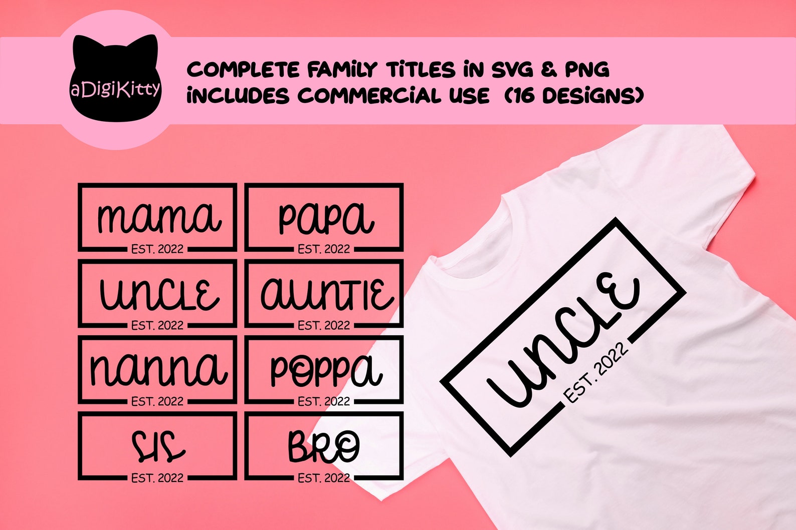 Family Titles SVG PNG Bundle, Est. 2022 (16 Designs) - Etsy