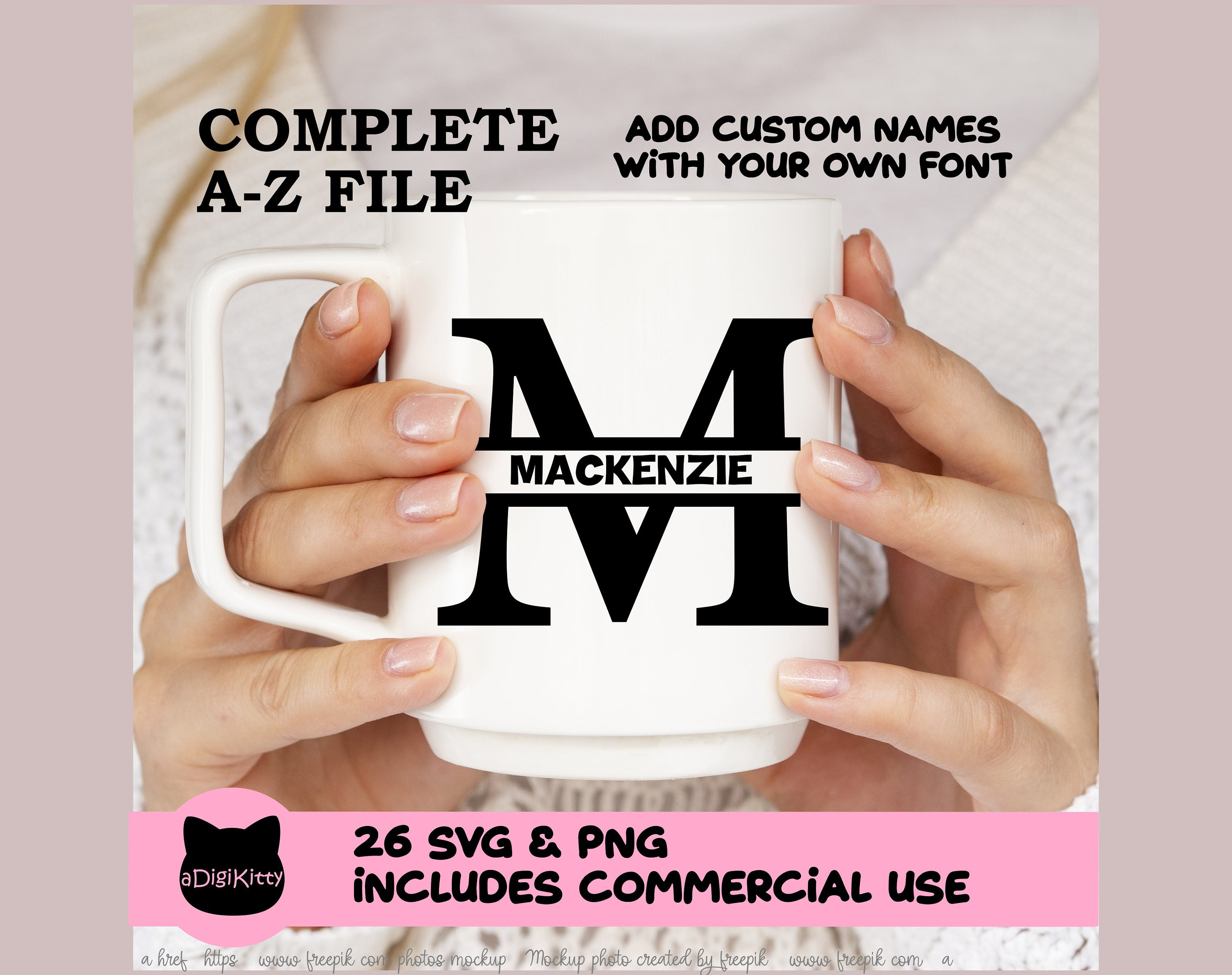 Split Monogram SVG Split Monogram PNG A-Z Svg Alphabet Svg - Etsy