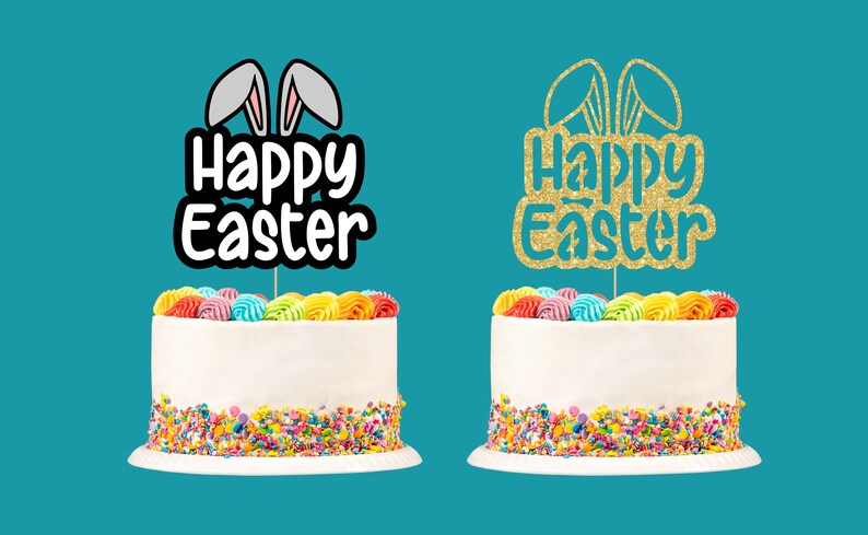 Happy Easter Cake Topper SVG PNG Bundle, Cricut Silhouette File ...