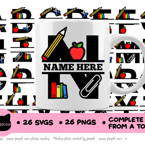 Teachers Monogram SVG & PNG A-Z Alphabet Cricut Silhouette - Etsy