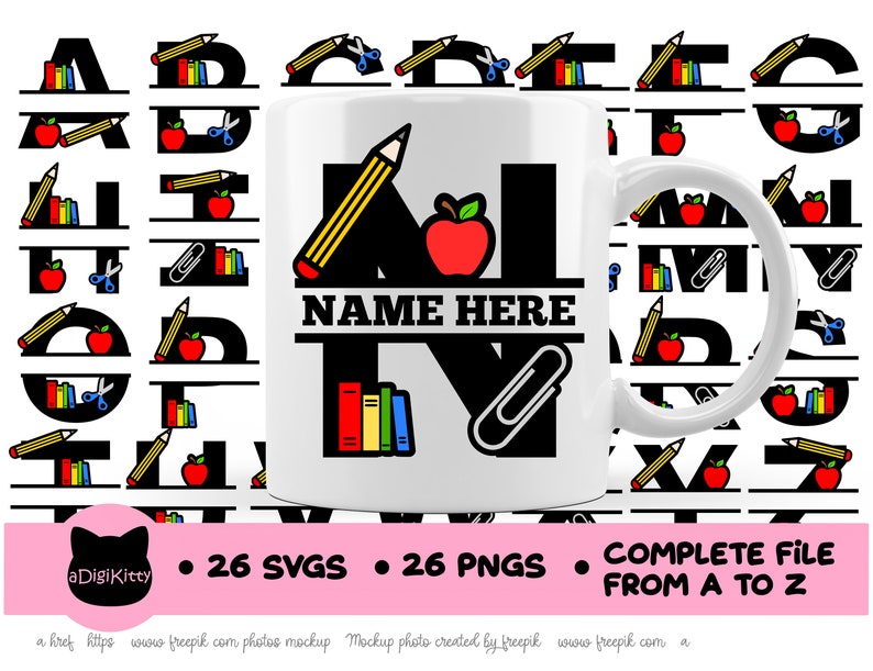 Teachers Monogram SVG & PNG A-Z Alphabet Cricut, Silhouette, Cut Files ...