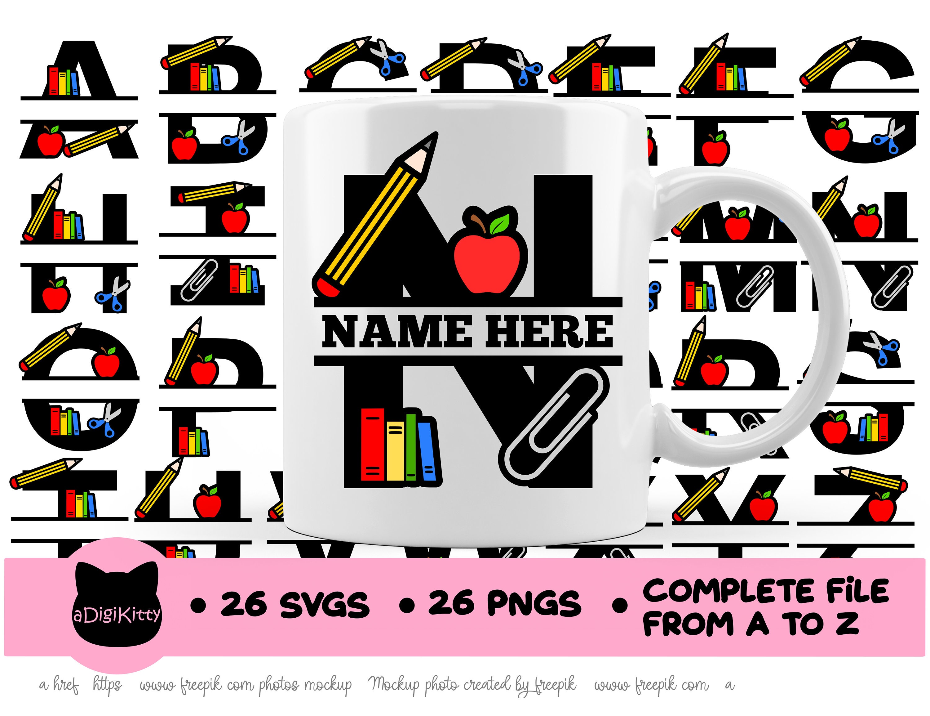 Teachers Monogram SVG & PNG A-Z Alphabet Cricut Silhouette - Etsy