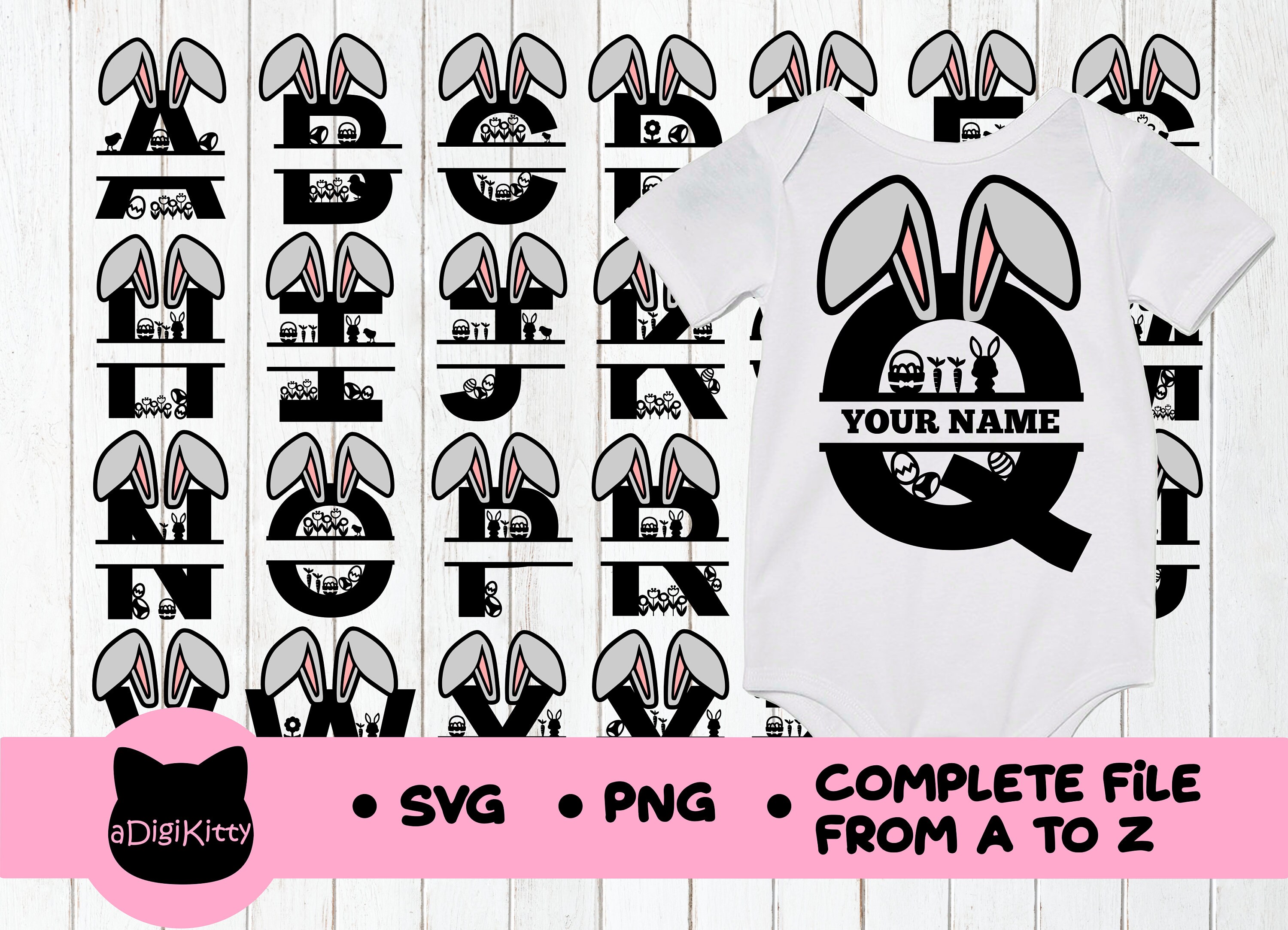 Easter Split Monogram SVG Easter Split Monogram PNG A-Z - Etsy