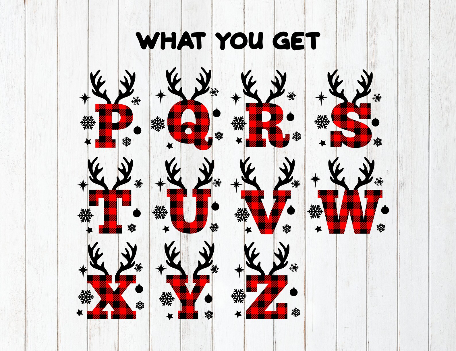 Christmas Alphabet SVG Monogram SVG PNG Buffalo Check Plaid - Etsy