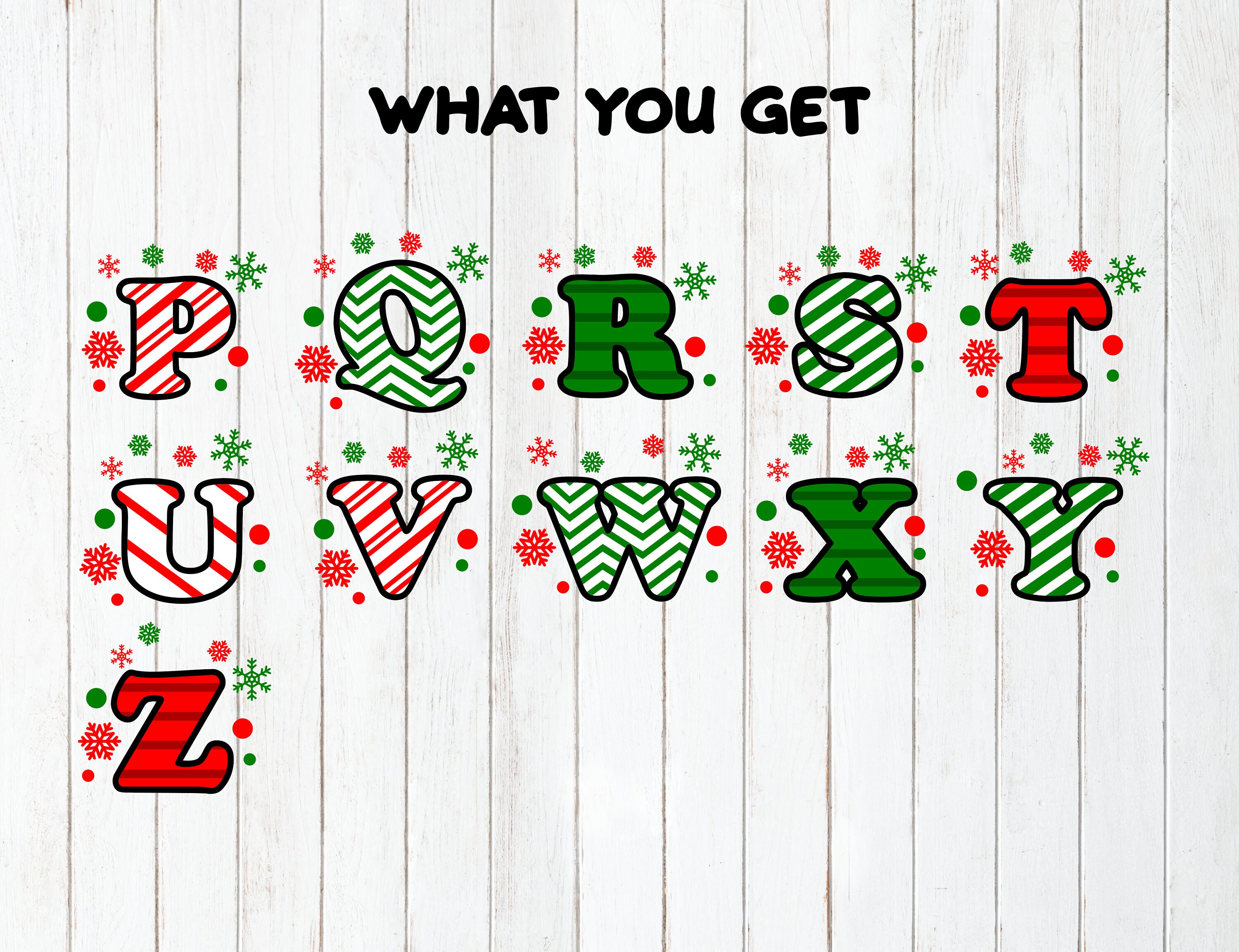 Christmas Alphabet SVG Monogram SVG PNG A-Z Letters Alphabet Cricut ...