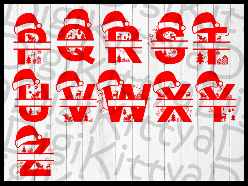 Christmas Monogram SVG PNG A-Z Alphabet Cricut, Silhouette, Cut Files ...