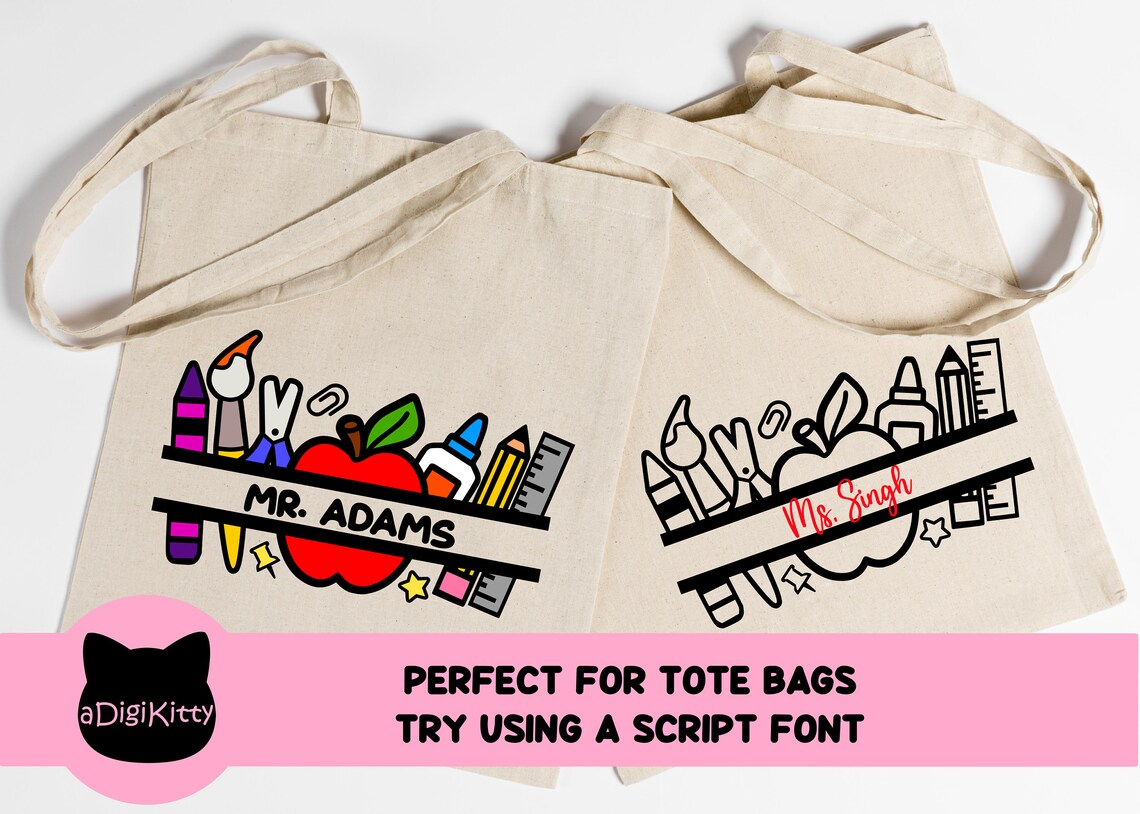 Teacher SVG Teacher Split Monogram SVG Dxf School Supplies - Etsy