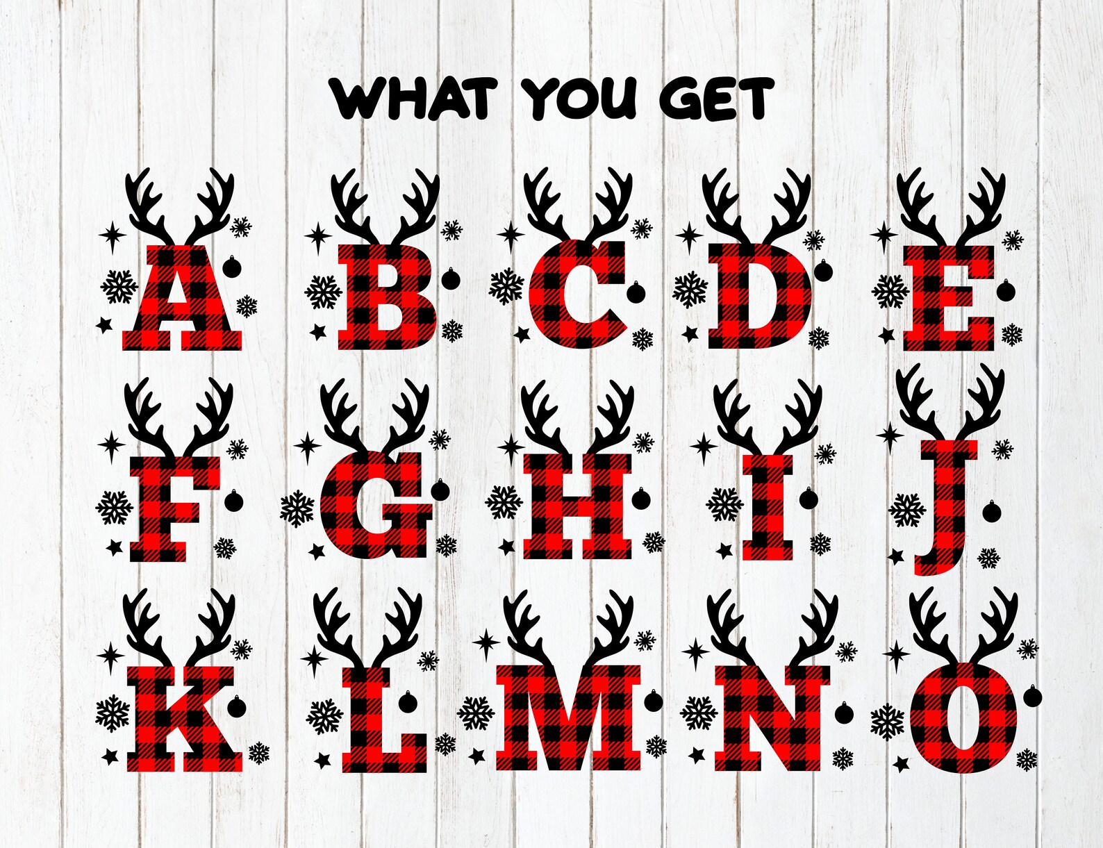 Christmas Alphabet SVG Monogram SVG PNG Buffalo Check Plaid - Etsy