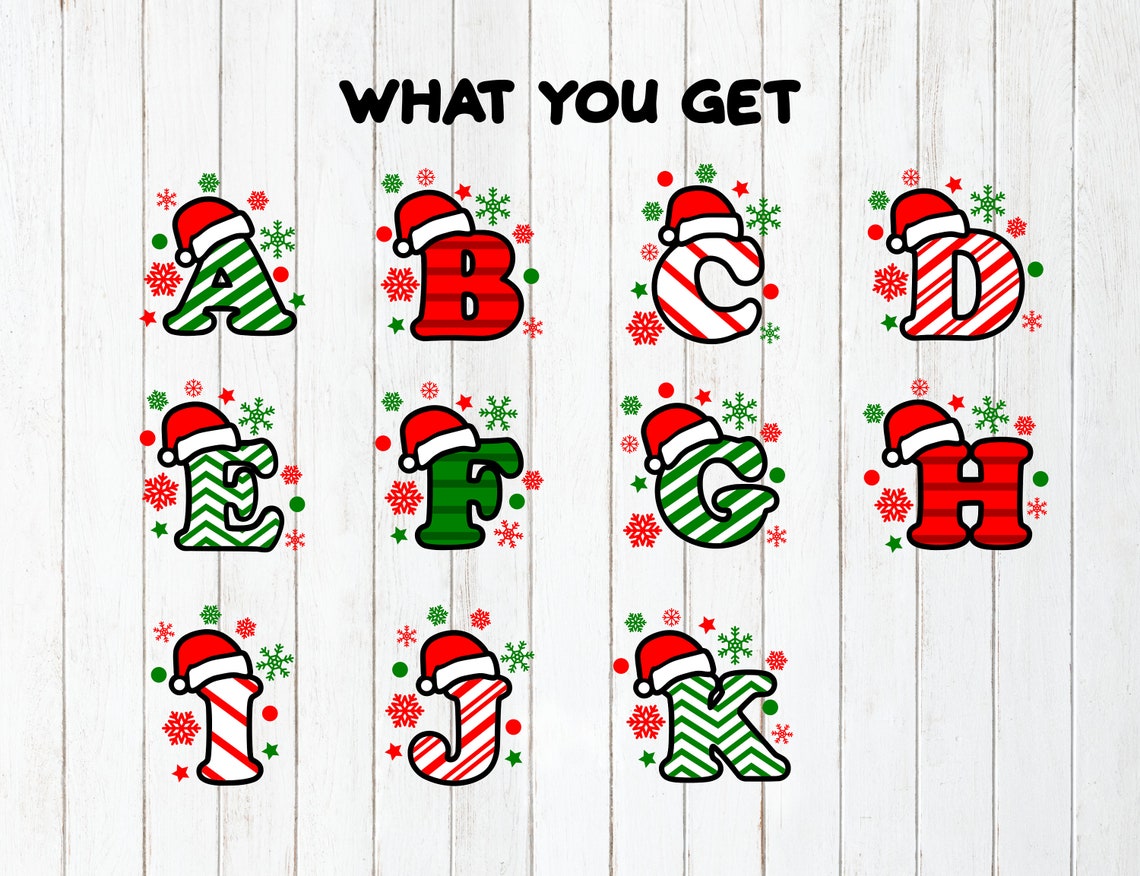Christmas Alphabet SVG Monogram SVG PNG A-Z Letters Alphabet Cricut ...