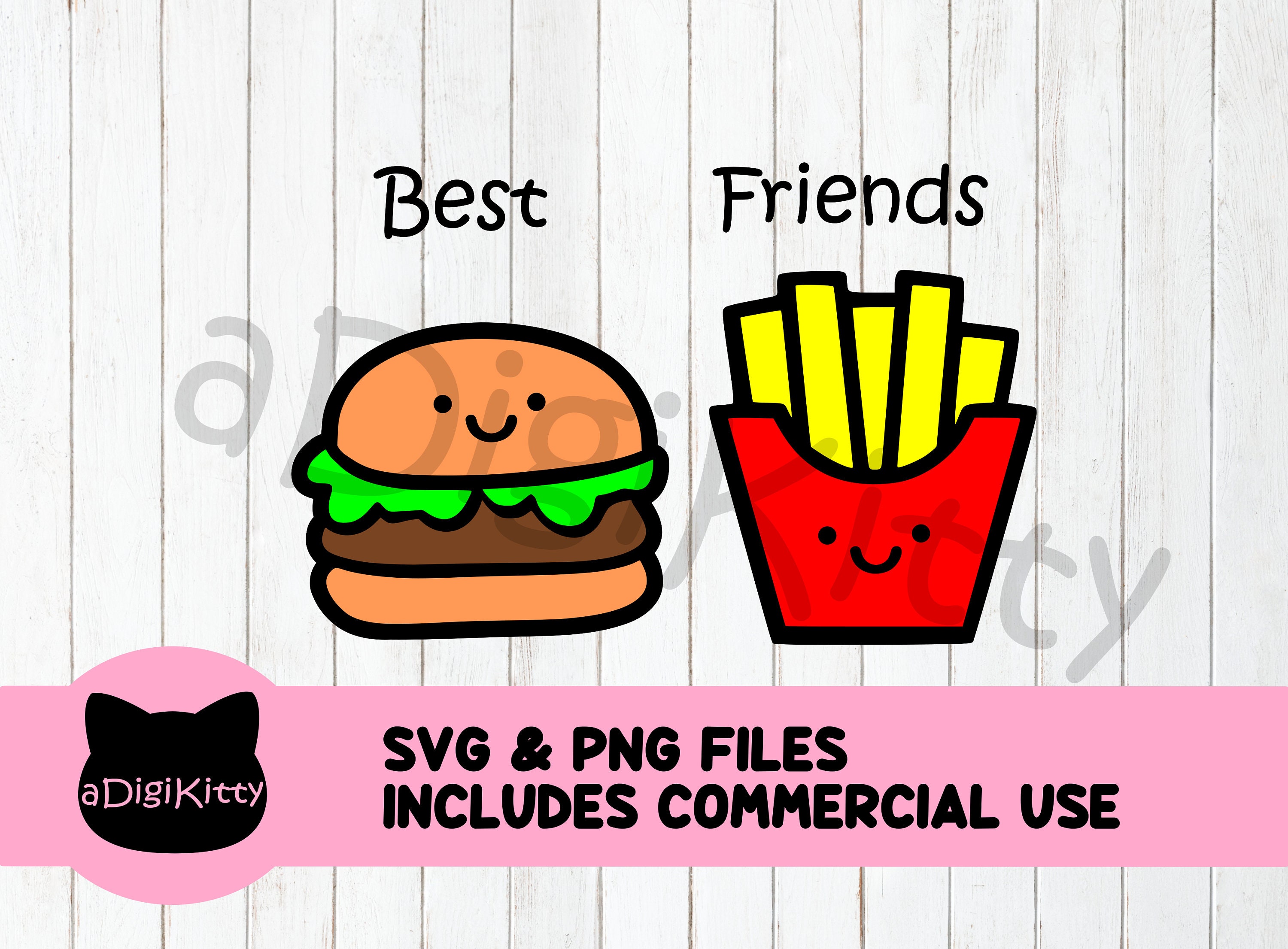Best Friends SVG, Burger and Fries Svg, Burger SVG, Food SVG, Kawaii ...