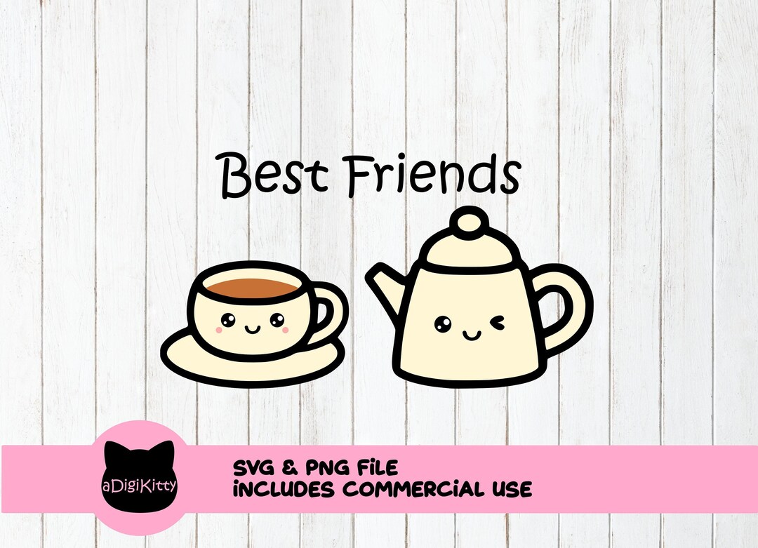 Kawaii Best Friends Tea SVG, théière PNG (fichier numérique) - Etsy France