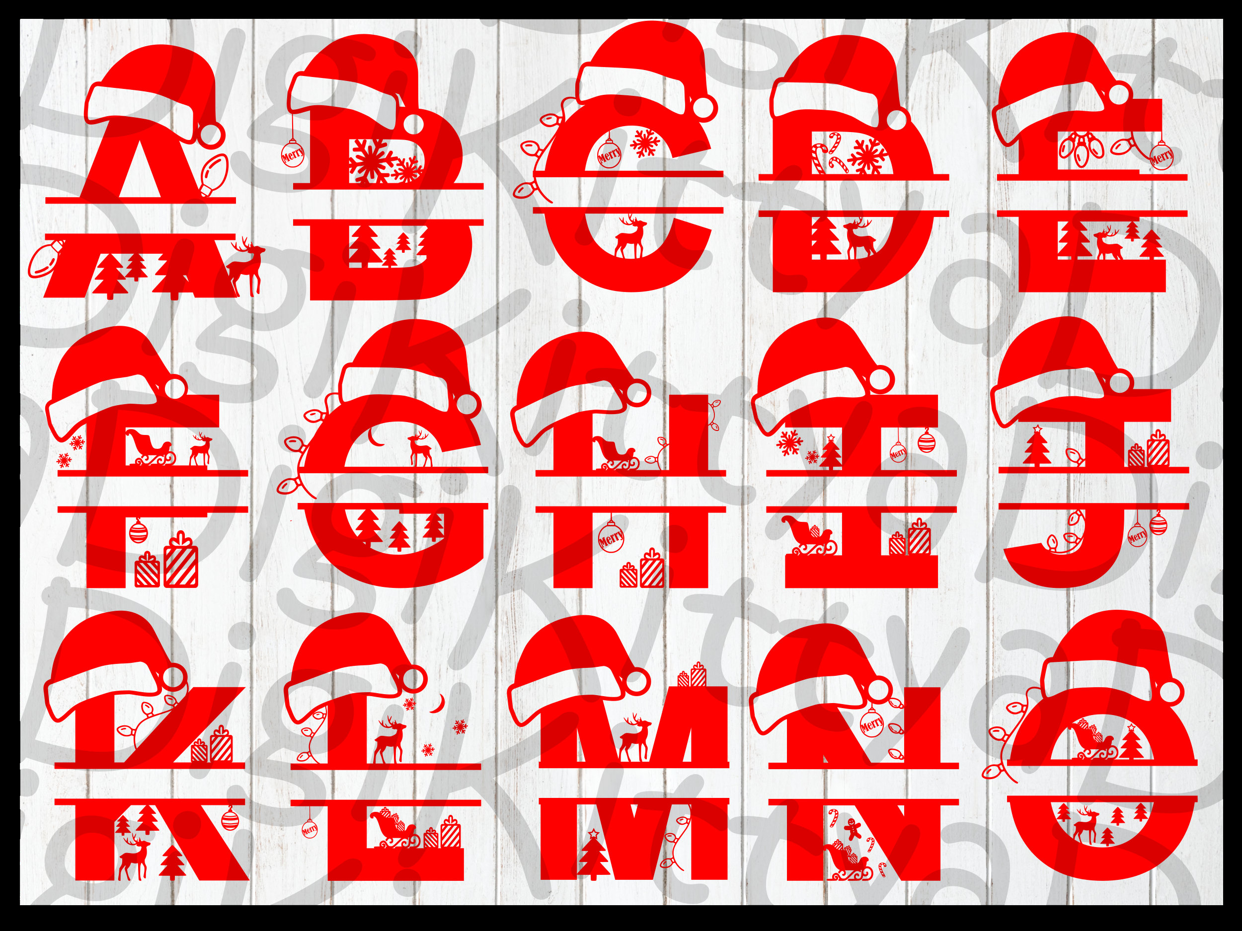 Christmas Monogram SVG PNG A-Z Alphabet Cricut, Silhouette, Cut Files ...