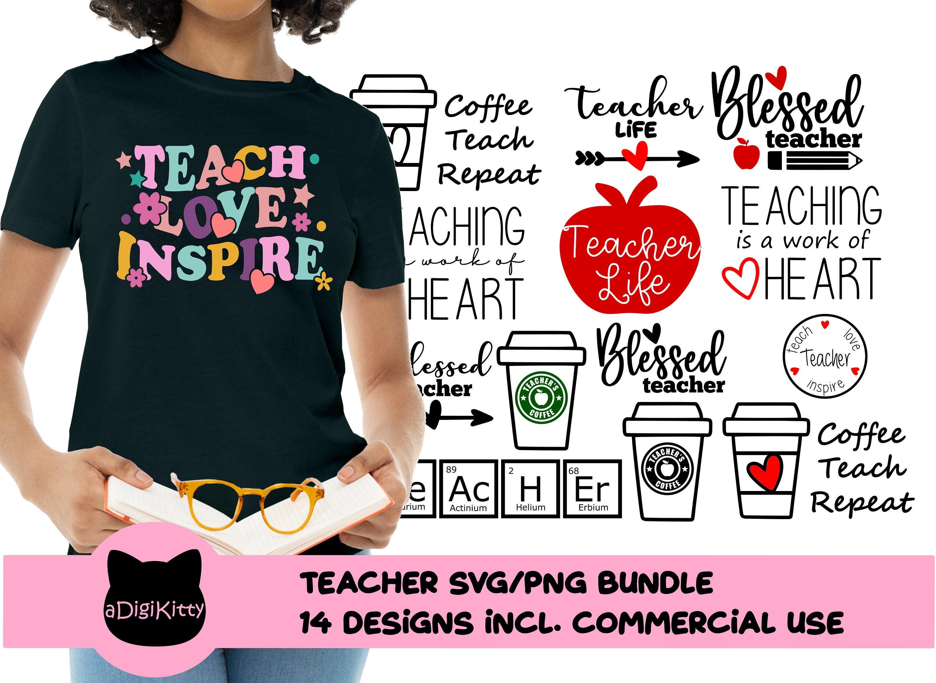 Teacher Svg Bundle, Teacher Png Svg, Teacher Svg for Cricut, Svg Files ...