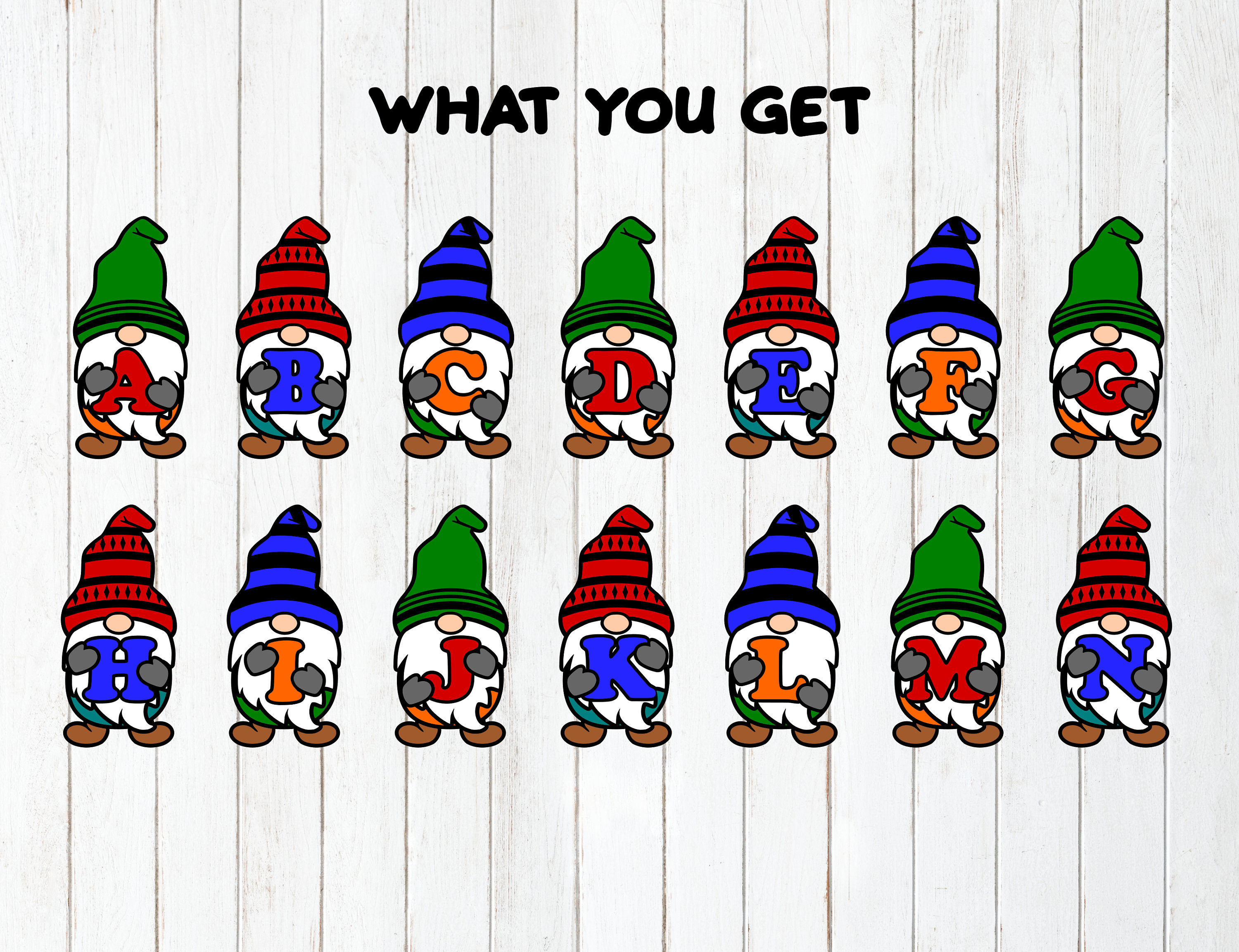 Christmas Alphabet SVG Monogram SVG PNG Christmas Gnomes A-Z Letters ...