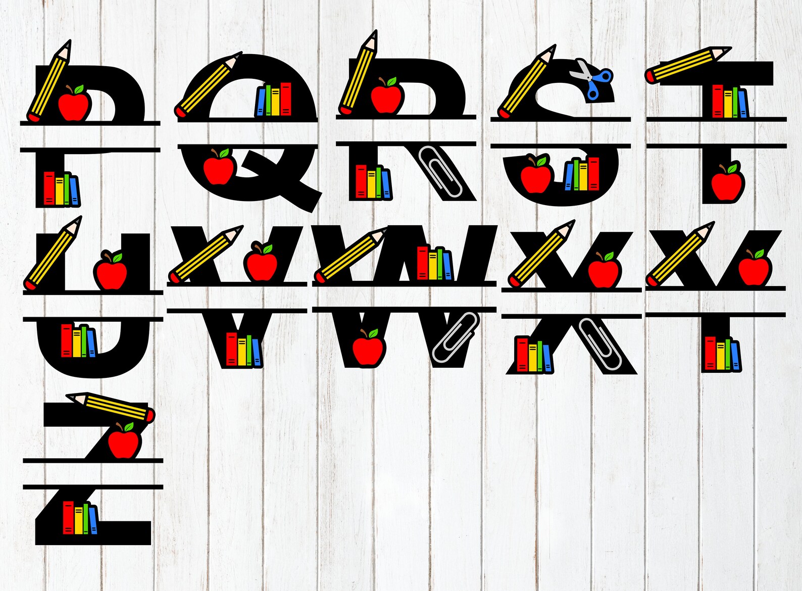 Teachers Monogram SVG & PNG A-Z Alphabet Cricut Silhouette | Etsy