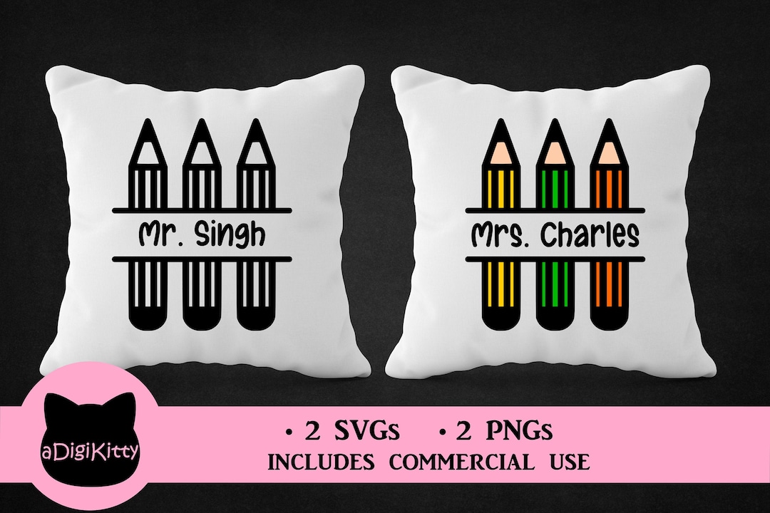 Teachers SVG, Pencil SVG, Split Monogram SVG, Teachers Gift Svg, Tote ...