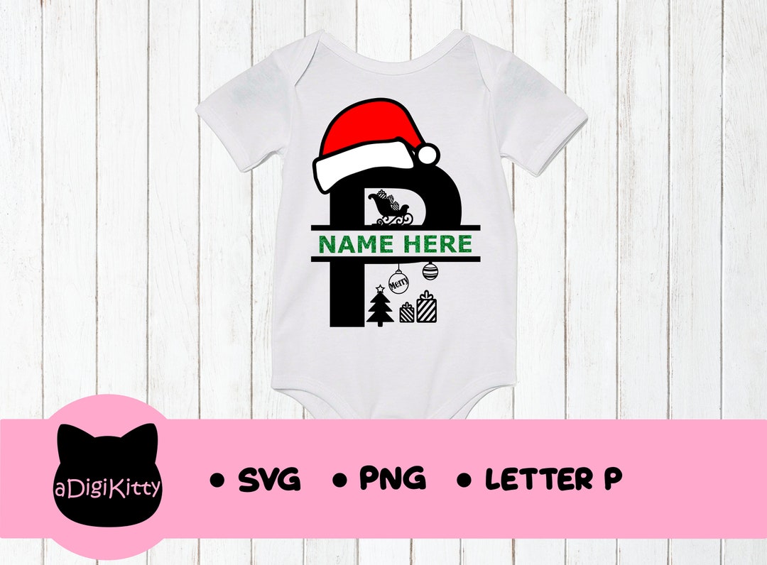 Christmas Letter P Split Monogram SVG PNG (digital Download) - Etsy