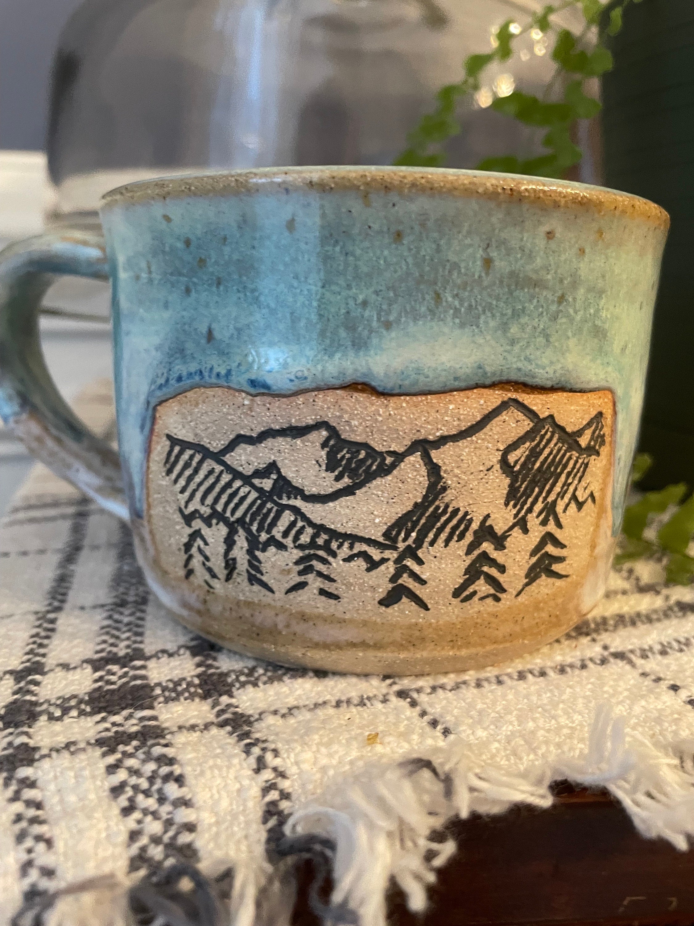 Handmade Mountain Mug, Handmade Pottery Mug, Ceramic Mountain Mug - Etsy