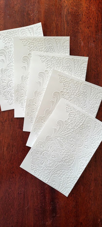 Embossed White Paper, Vintage Lace Pattern Embossing, DIY Craft ...