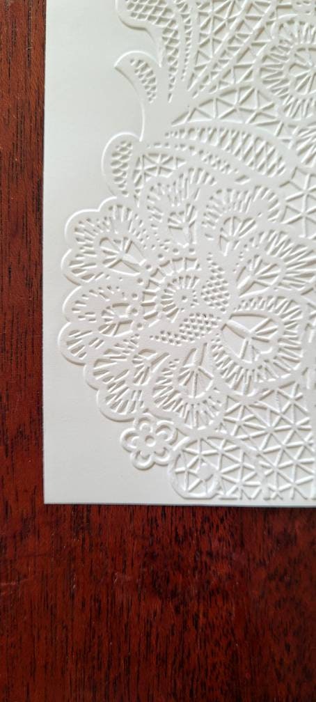 Embossed White Paper, Vintage Lace Pattern Embossing, DIY Craft ...
