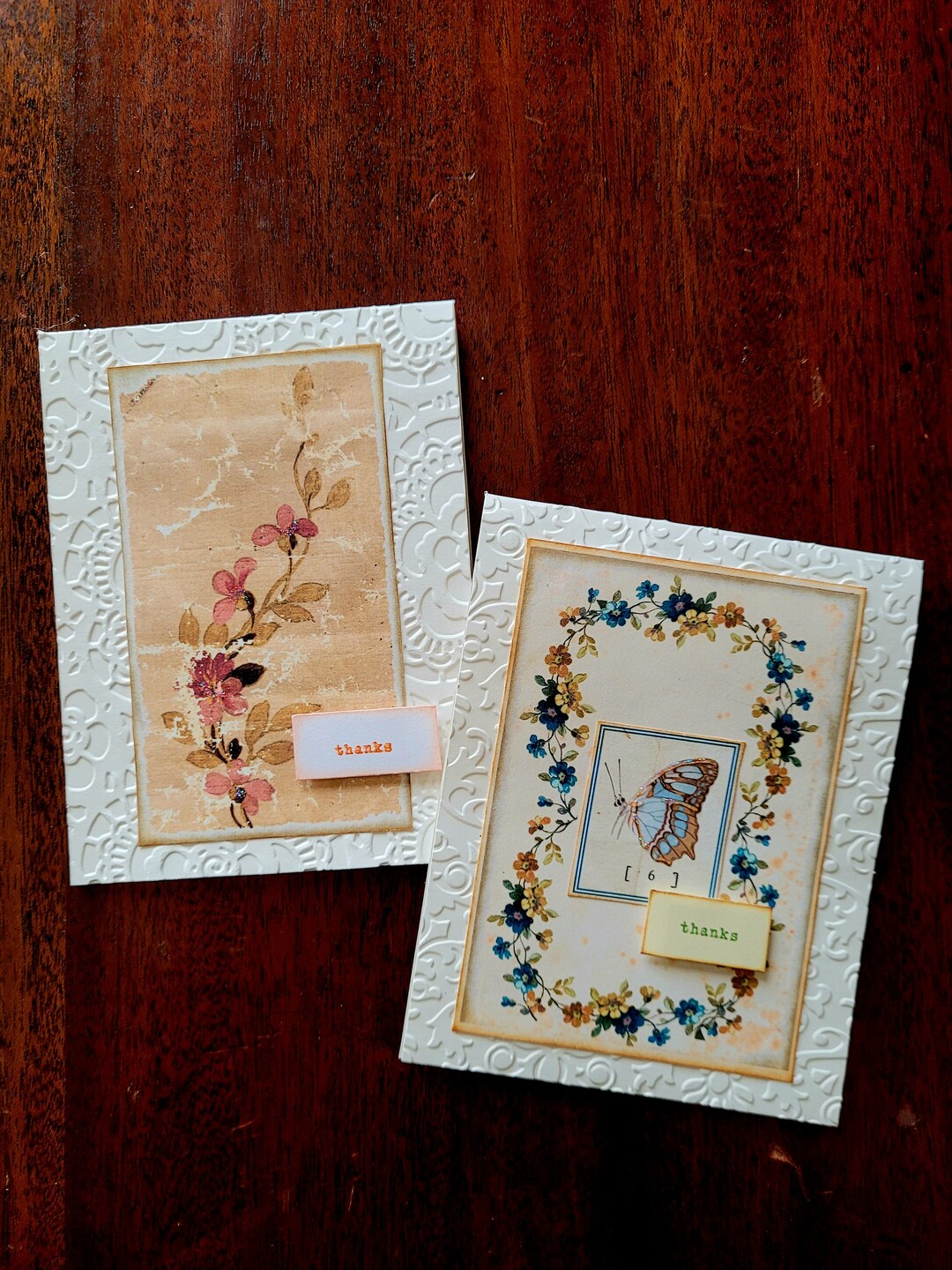 Thank You Notes Blank Inside Cards Handmade Cards Embossed - Etsy