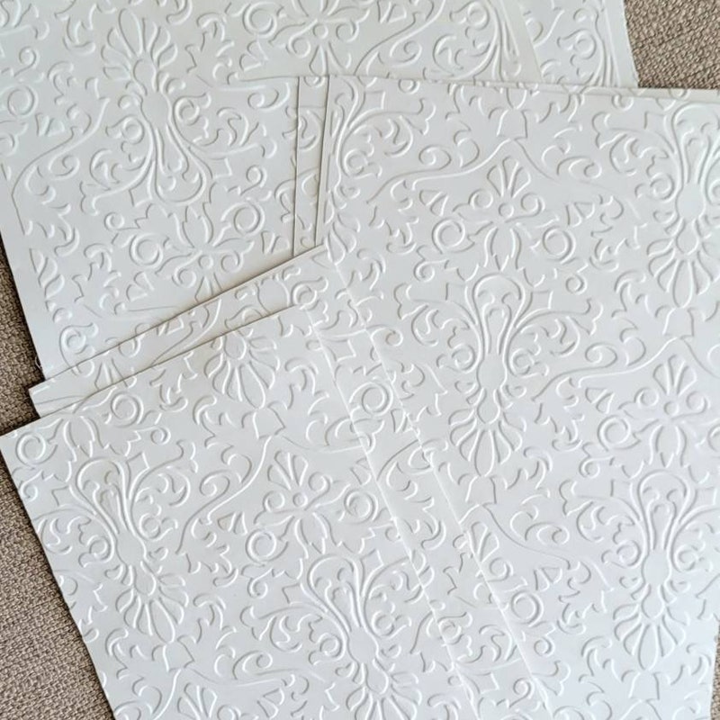 White Embossed Cards - Etsy