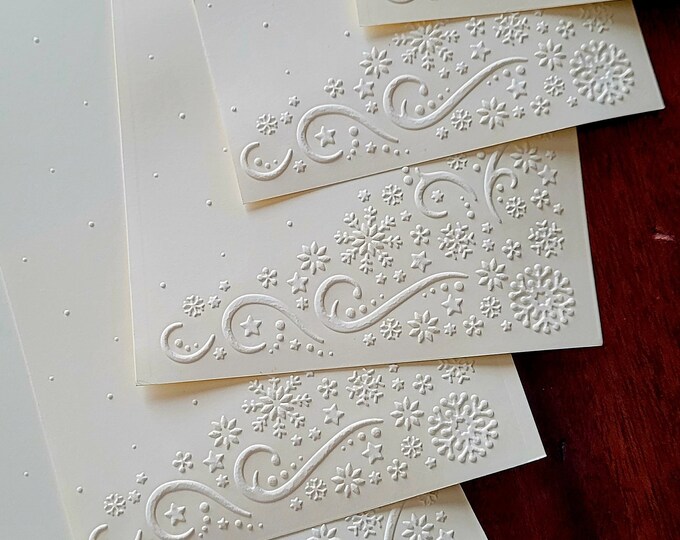 Embossed Snowflake Cream or White Cardstock Junk Journal Supplies Card ...