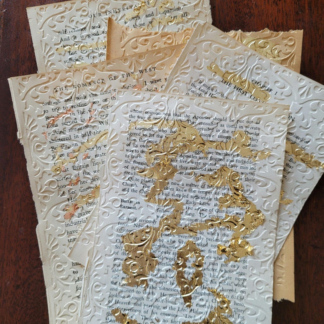 Vintage Gold-embossed Book Pages, 1930s English History Book Pages, DIY ...