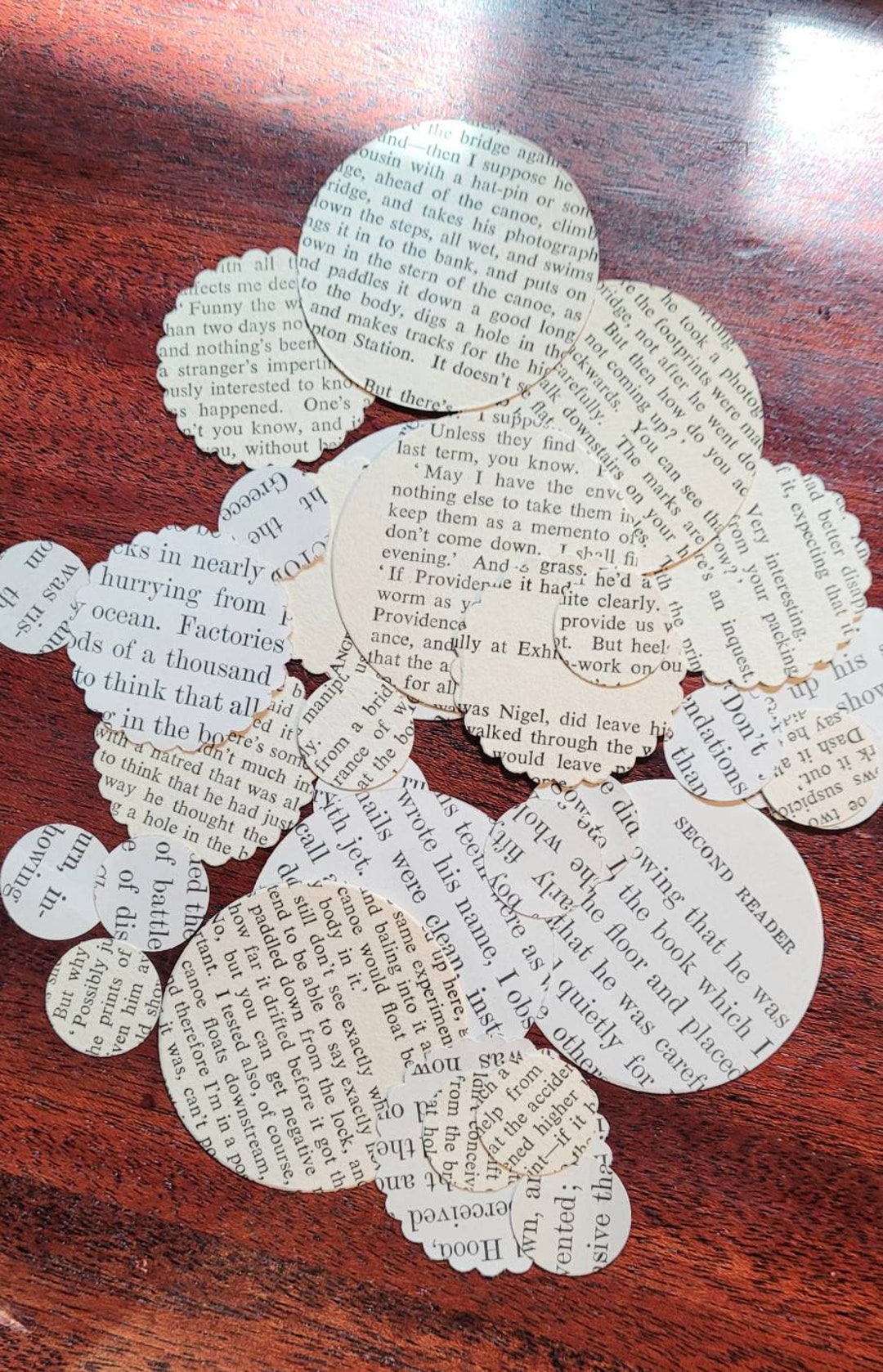 Vintage Book Page Confetti, Book Page Circles, Junk Journal Ephemera ...