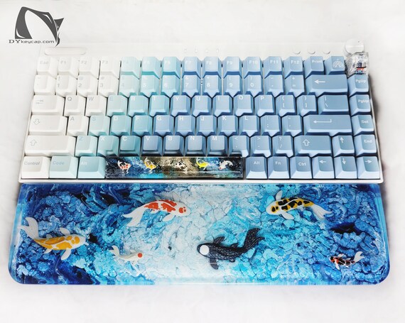 Koi Fish Resin Wrist Rest Handmadeblue White Color Keyboard - Etsy