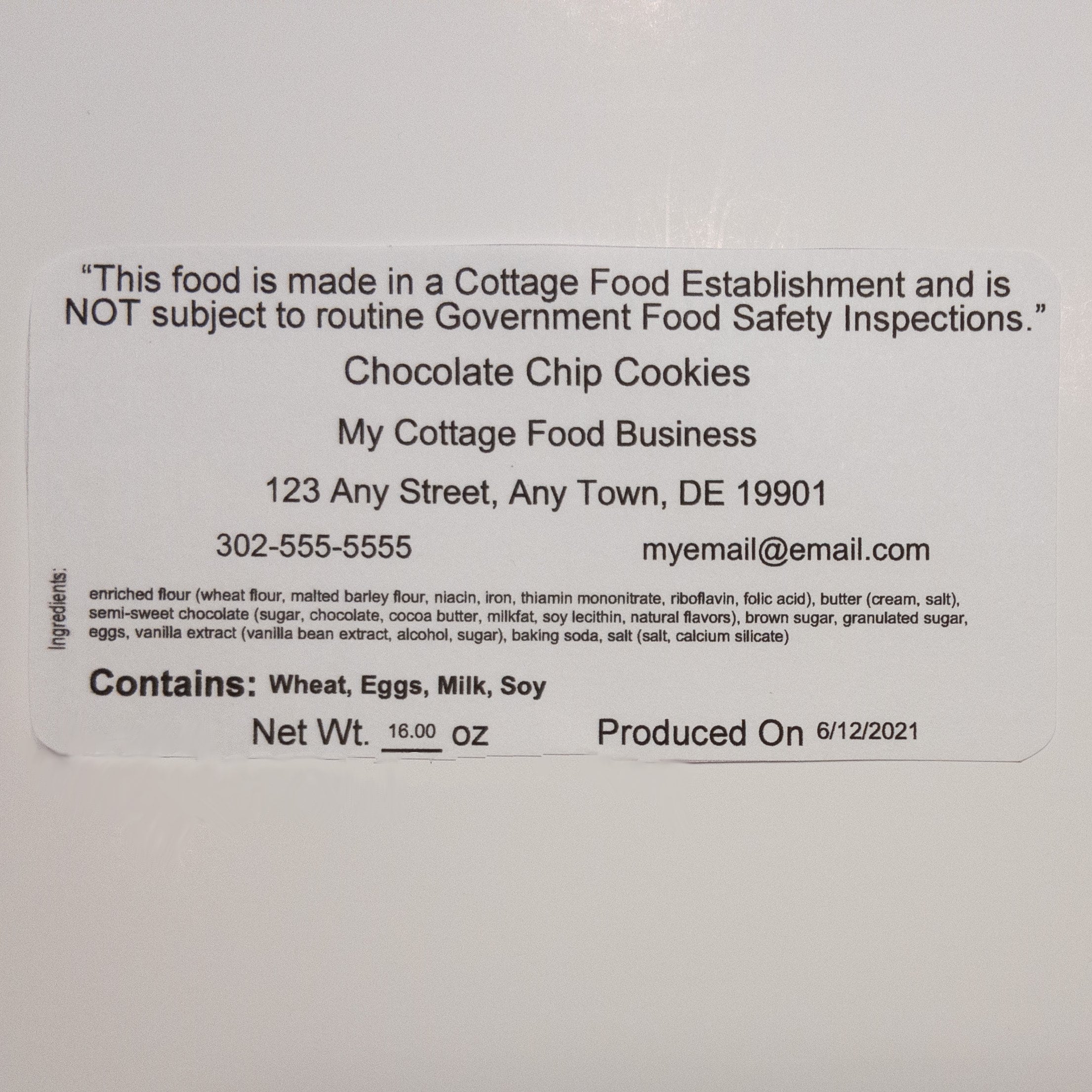 Editable Delaware Cottage Food Business Label Template | Etsy
