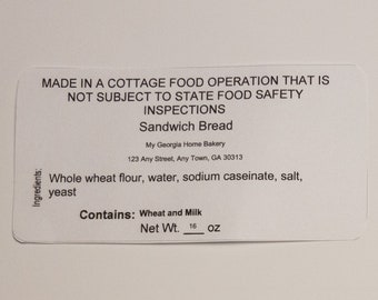 Georgia Cottage Food Label - Etsy