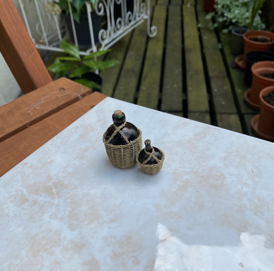 Small Demijohn Woven With Wicker, Miniature Larder, Storeroom Miniature ...