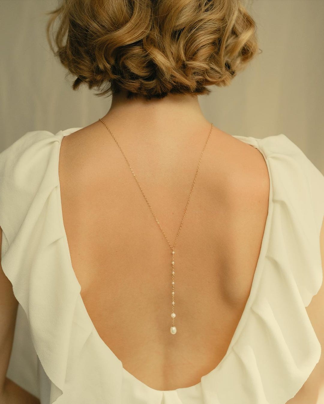 Dainty Back Necklace Lariat for Wedding Dress - Bridal Backdrop - Back ...