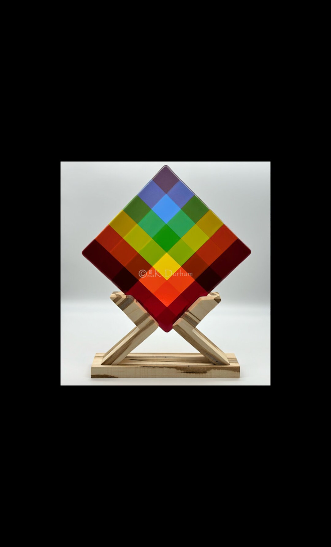 Rainbow Transparent Overlay 8” Square in Wood Stand - Etsy