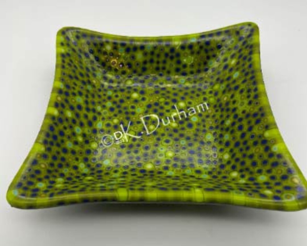 Green, Yellow, and Blue Square Murrini Bowl - Etsy