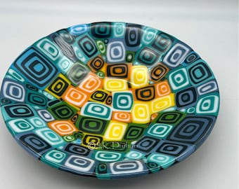 Fused Glass Bowl, Custom-designed With Murrini Glass, Tabletop Art - Etsy