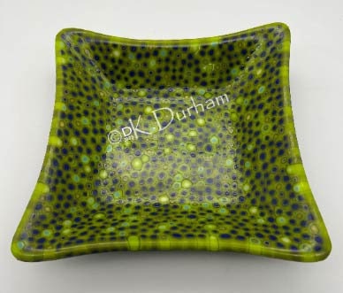 Green, Yellow, and Blue Square Murrini Bowl - Etsy