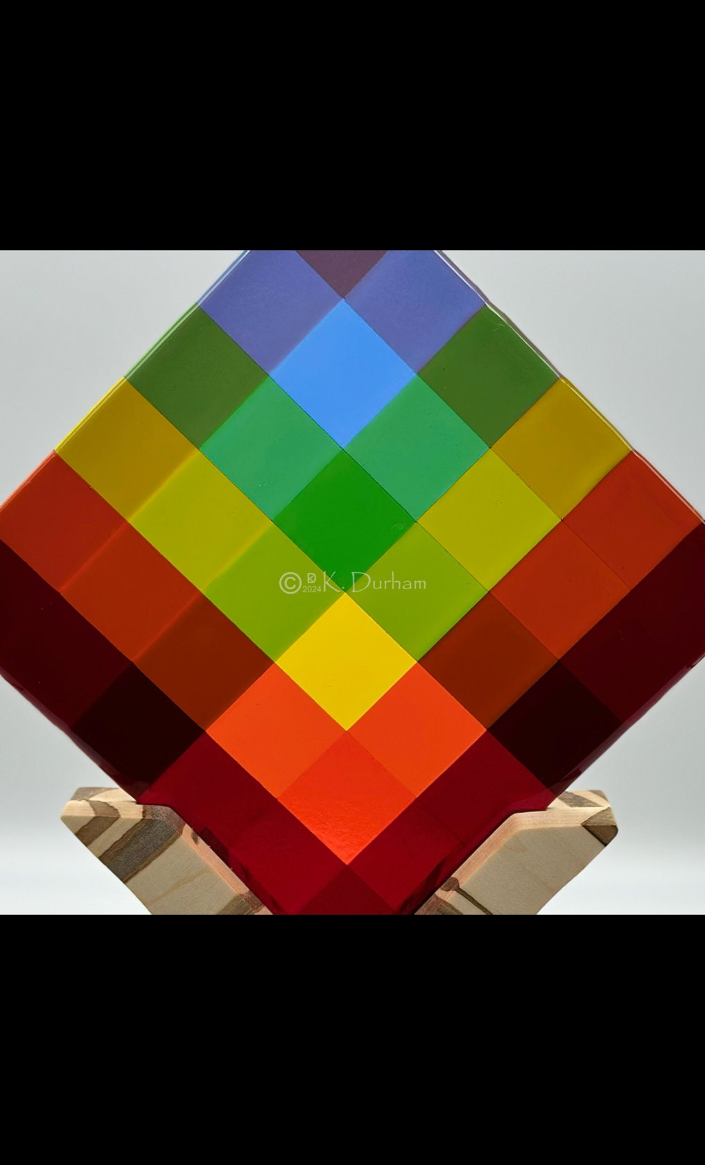 Rainbow Transparent Overlay 8” Square in Wood Stand - Etsy