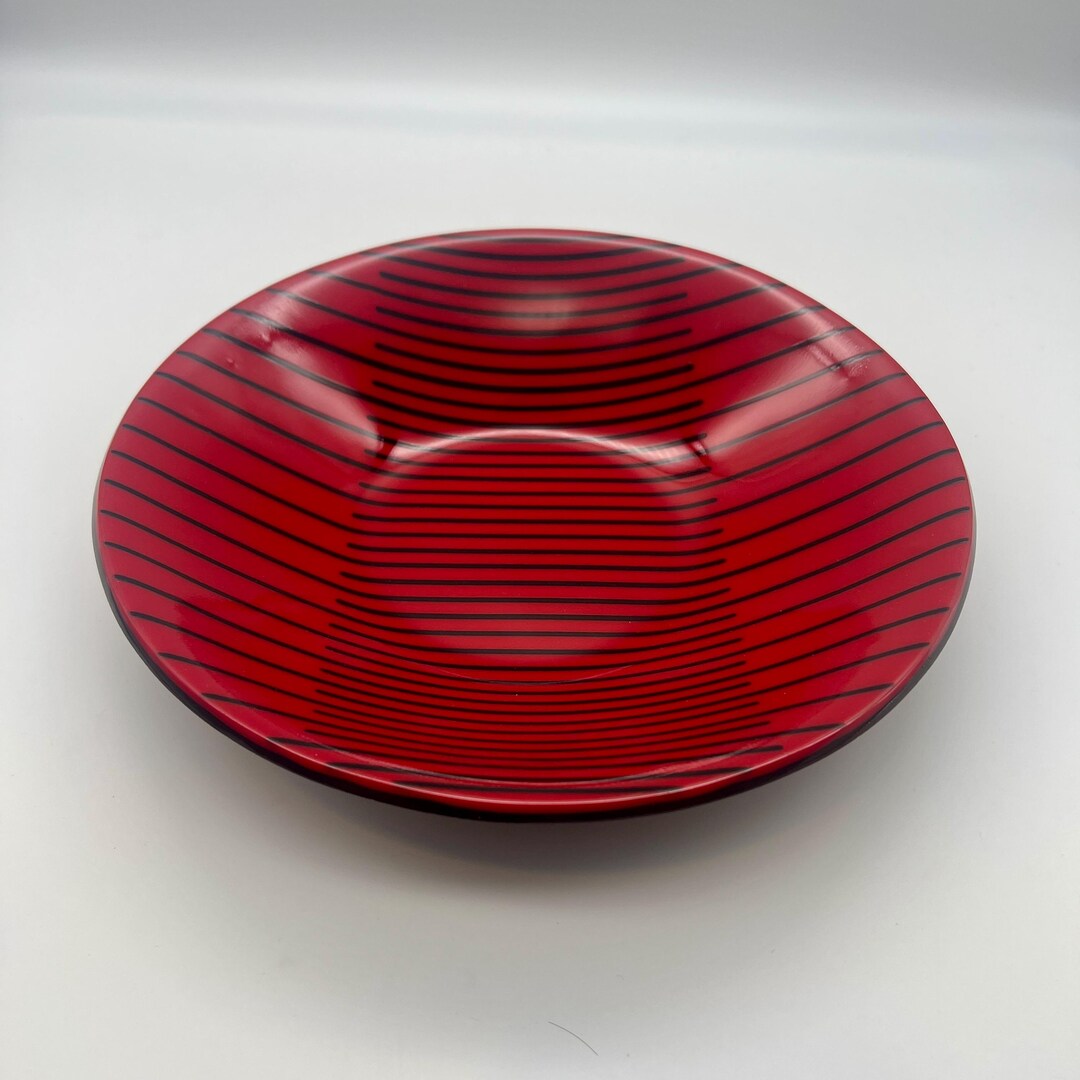 Glass Red and Black Stringer Round Bowl - Etsy
