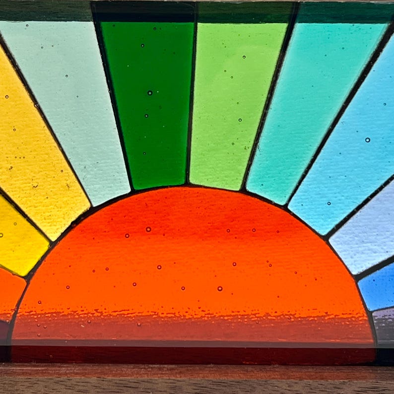 Rainbow Sunburst in Walnut Stand - Etsy