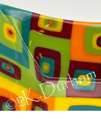 Stacked Fused Glass Multi-color Square Bowl - Etsy