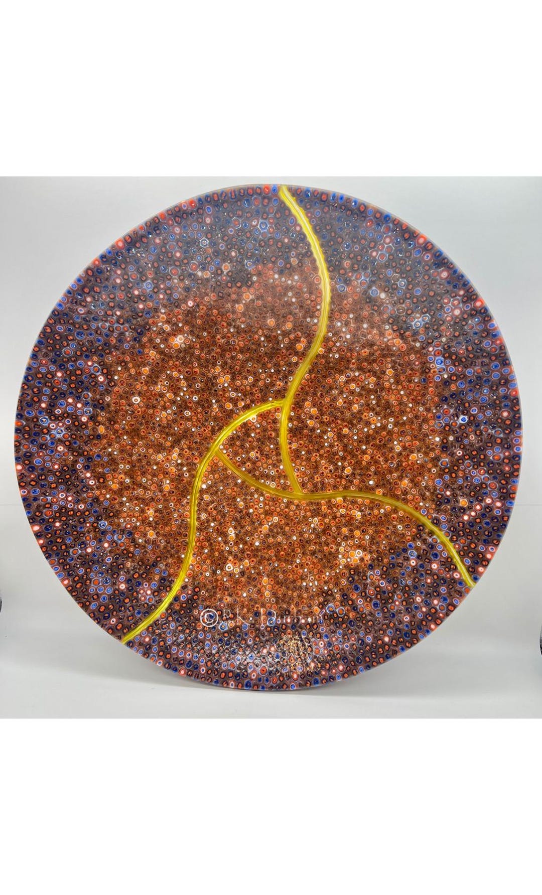 Blue, Orange, White & Yellow 18 Inch Murrini Bowl - Etsy