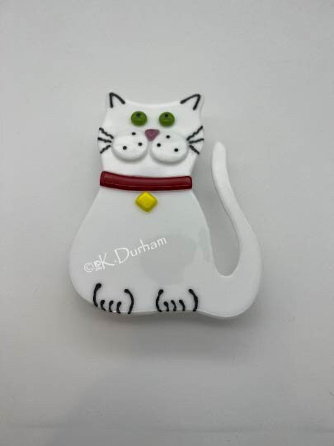 White Cat Fused Glass Wall Hanging - Etsy