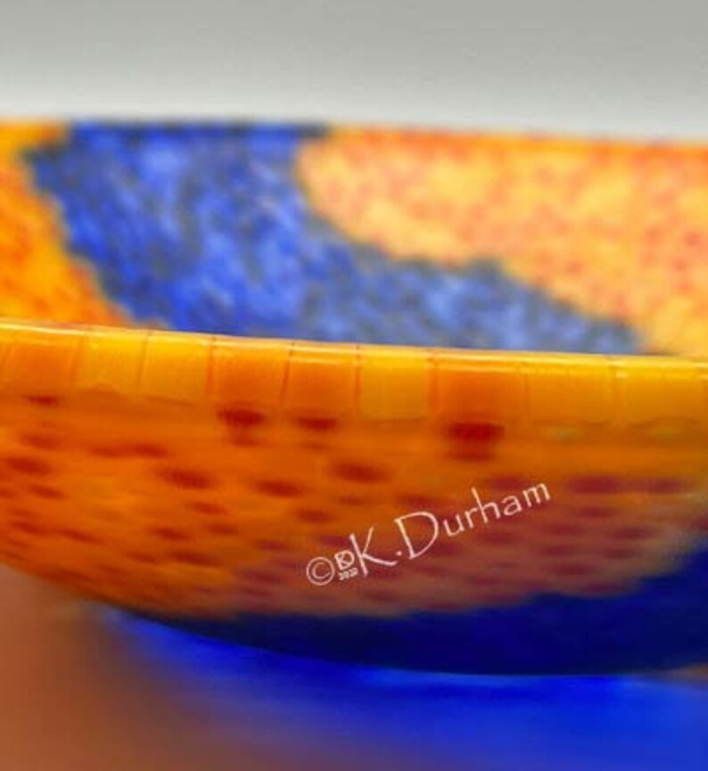 Blue Yellow and Orange Murrini Bowl - Etsy