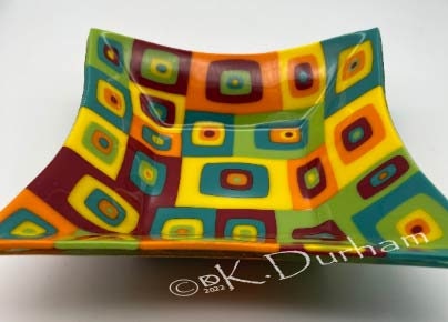 Stacked Fused Glass Multi-color Square Bowl - Etsy