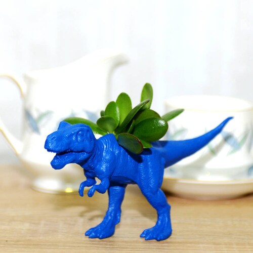 Hand Painted T-rex Dinosaur Plant Holder With A Plant - Etsy UK
